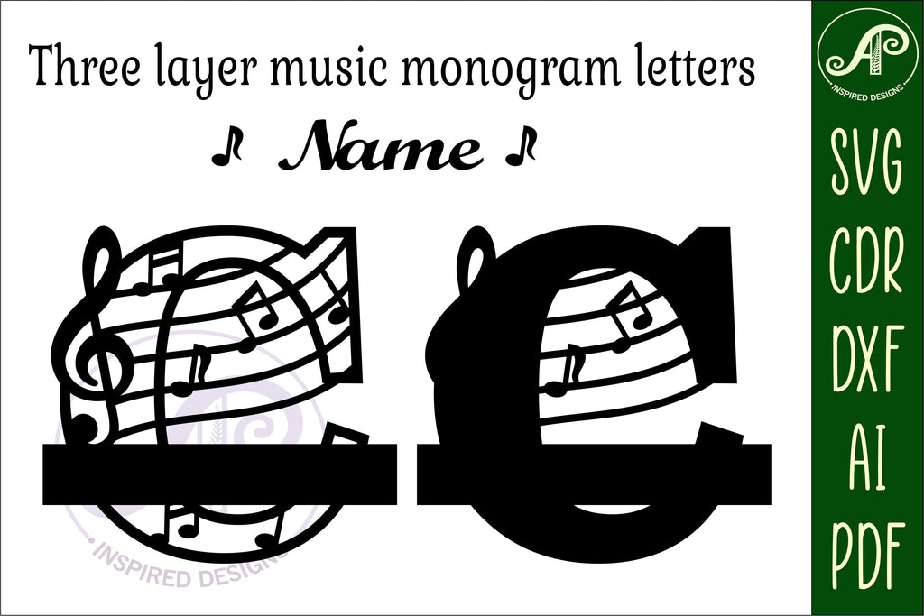 Music Monogram Letter C SVG Cut File - So Fontsy