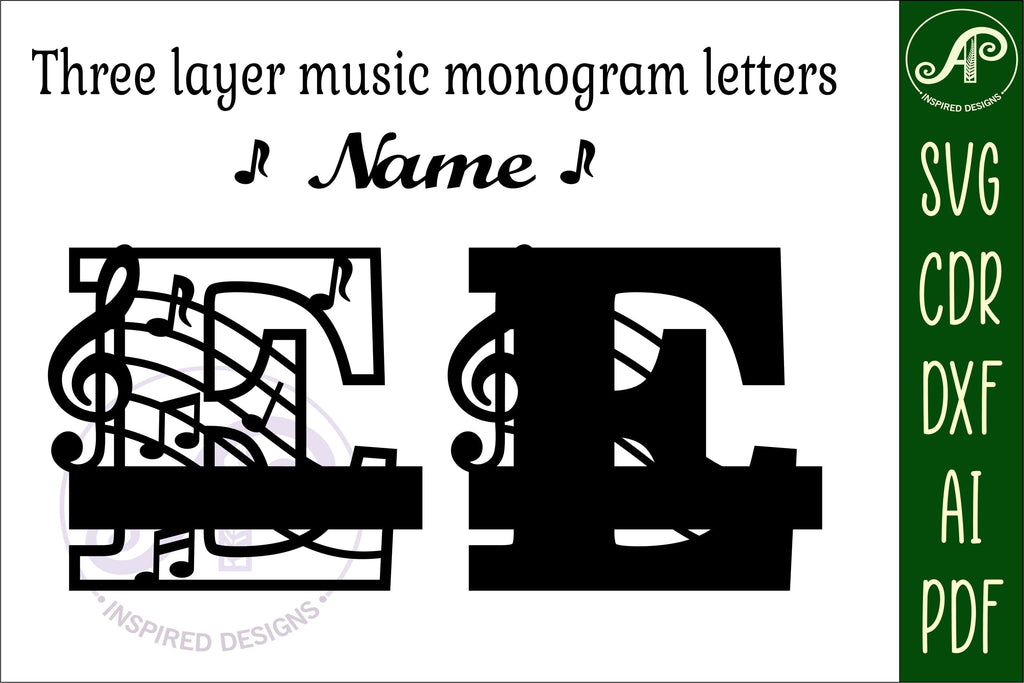 Music Monogram Letter E SVG Cut File - So Fontsy