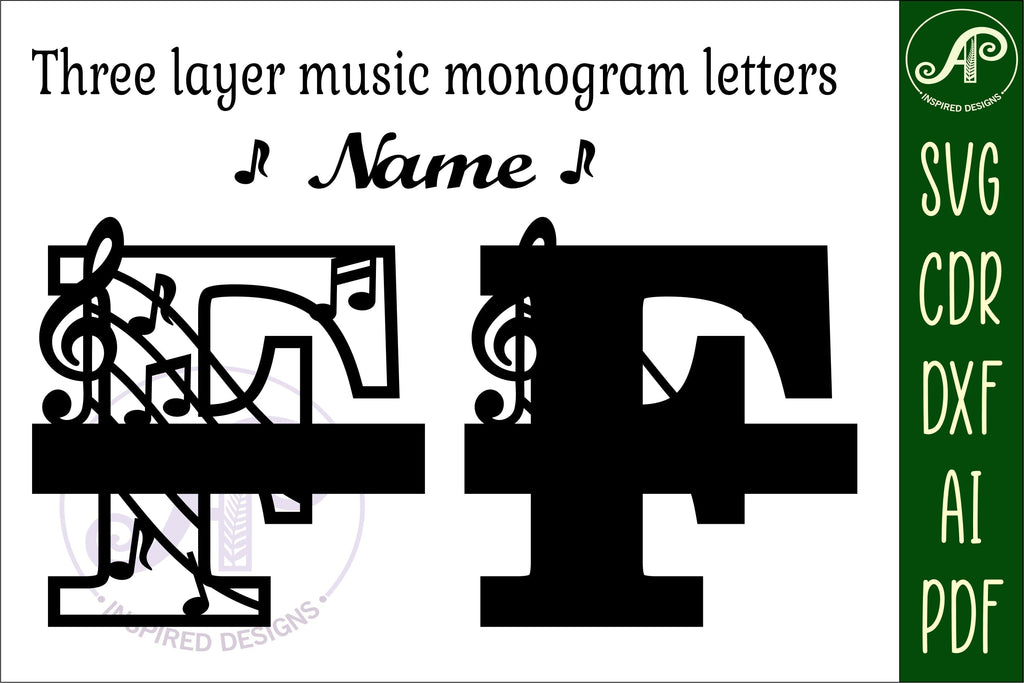 Music Monogram Letter F SVG Cut File - So Fontsy