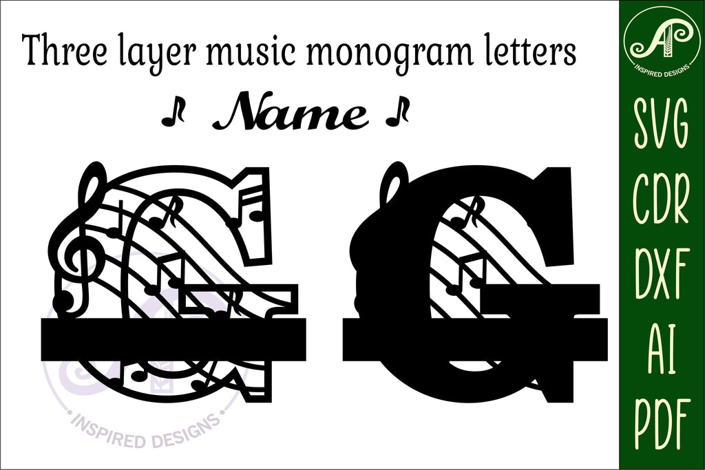 Music Monogram Letter G SVG Cut File - So Fontsy