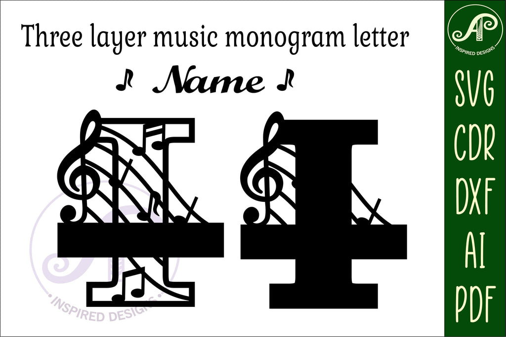 Music Monogram Letter I SVG Cut File - So Fontsy