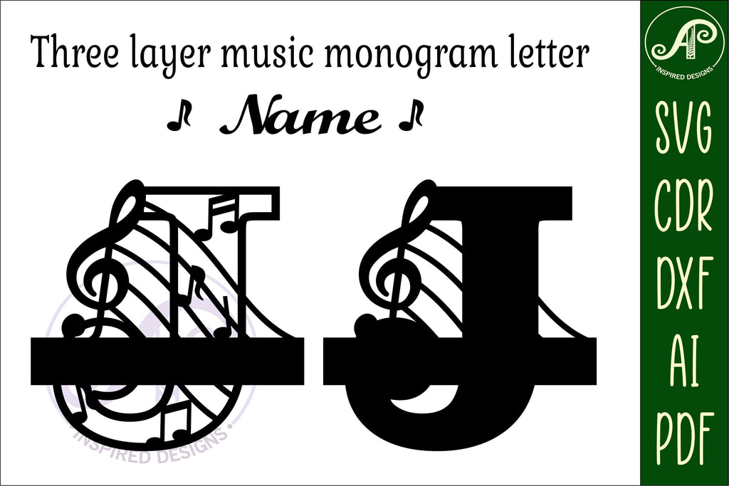 Music Monogram Letter J SVG Cut File - So Fontsy