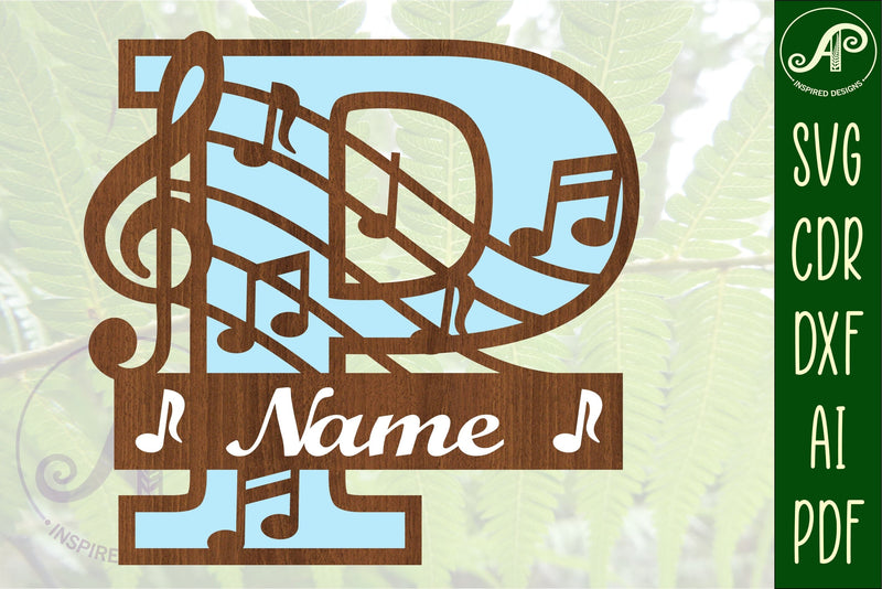 Music Monogram Letter P SVG Cut File - So Fontsy