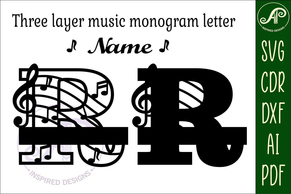 Music Monogram Letter R SVG Cut File - So Fontsy
