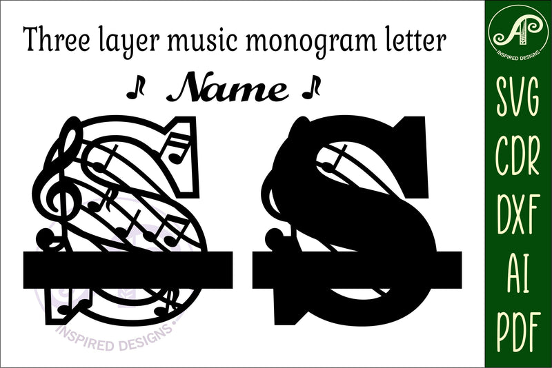 Music Monogram Letter S SVG Cut File - So Fontsy