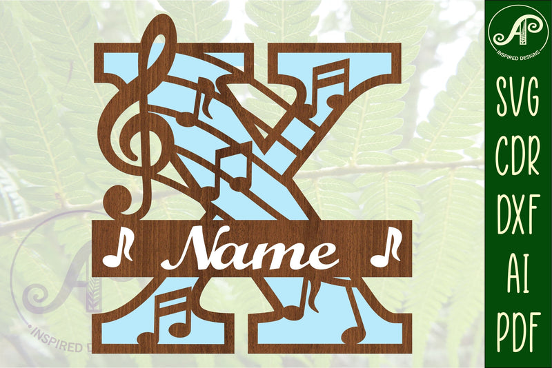 Music Monogram Letter X SVG Cut File - So Fontsy