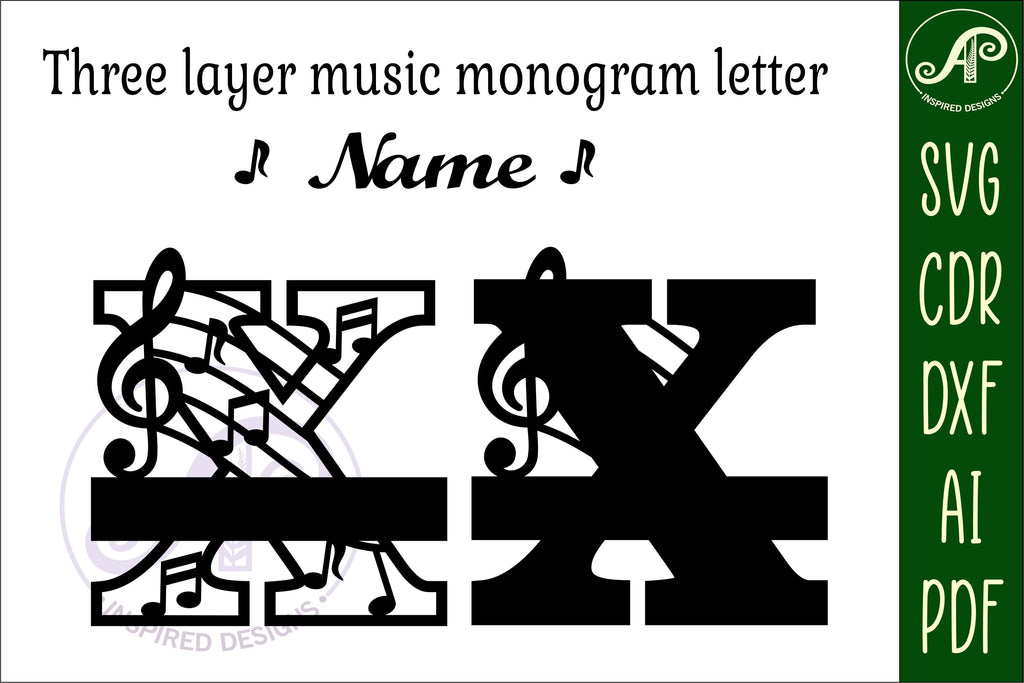 Music Monogram Letter X SVG Cut File - So Fontsy