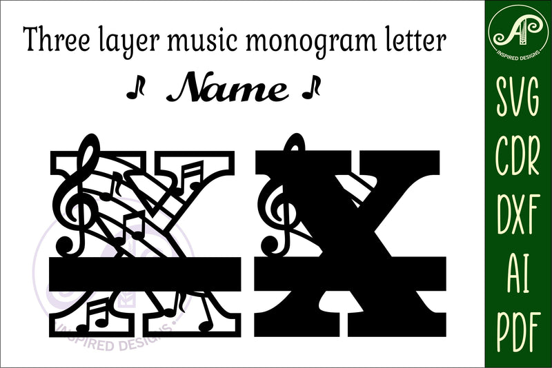 Music Monogram Letter X SVG Cut File - So Fontsy