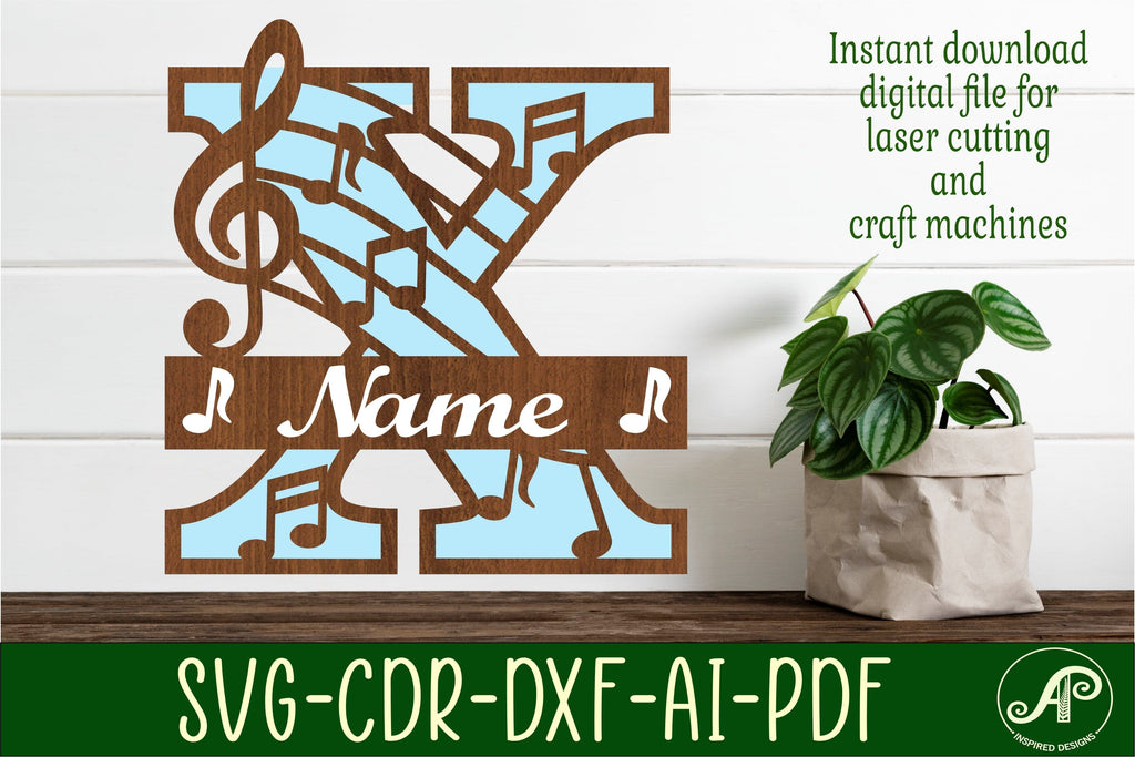 Music Monogram Letter X SVG Cut File - So Fontsy