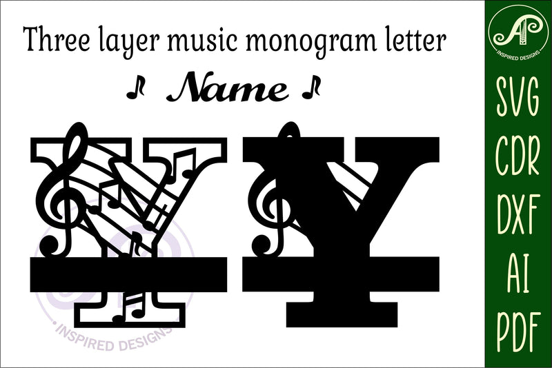Music Monogram Letter Y SVG Cut File - So Fontsy