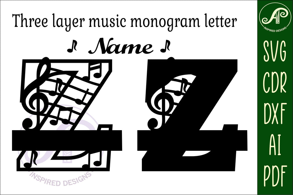 Music Monogram Letter Z SVG Cut File - So Fontsy