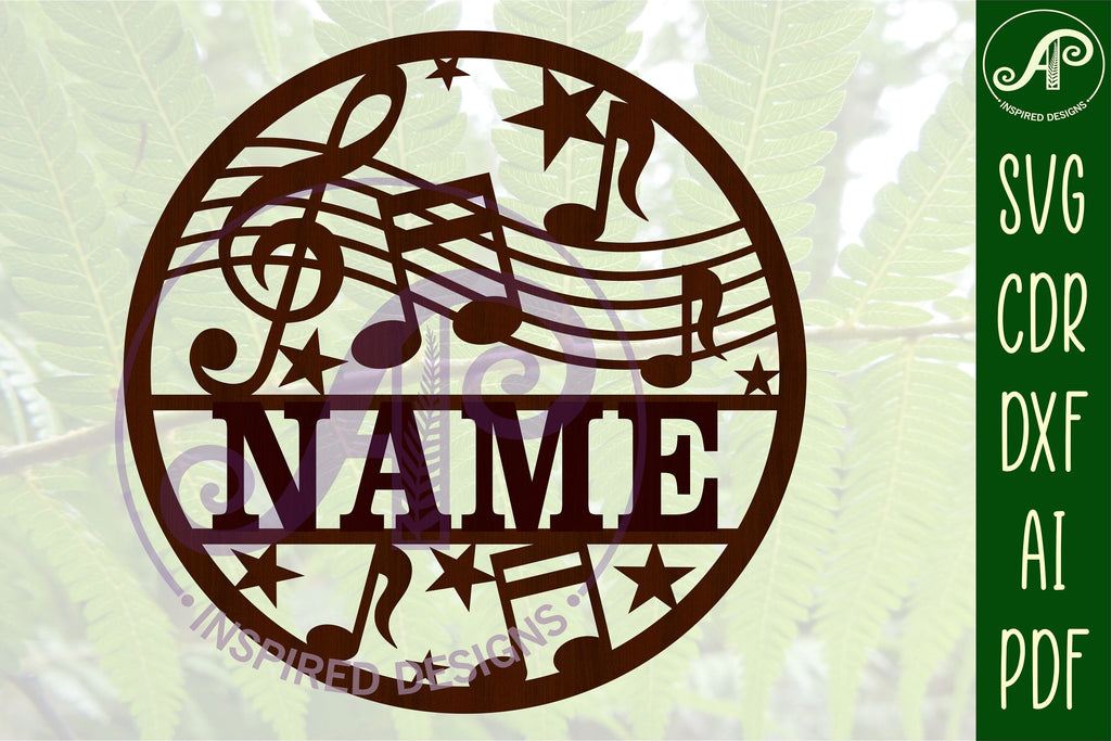 Music name sign svg laser cut template - So Fontsy
