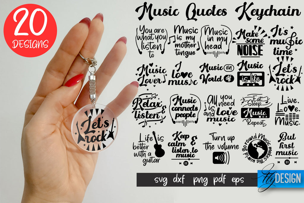 Music Quotes Keychain SVG | Quotes SVG | Music Design - So Fontsy