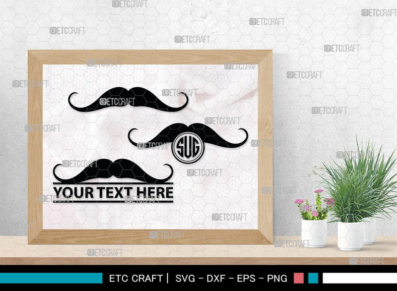 Mustache Monogram, Mustache Silhouette, Mustache SVG, Mustache Hipster ...