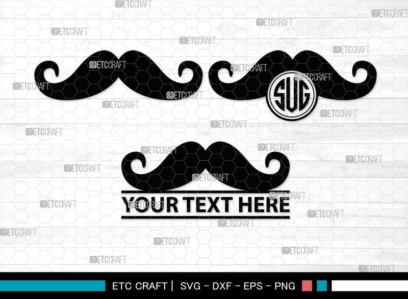 Mustache Monogram, Mustache Silhouette, Mustache SVG, Mustache Hipster ...