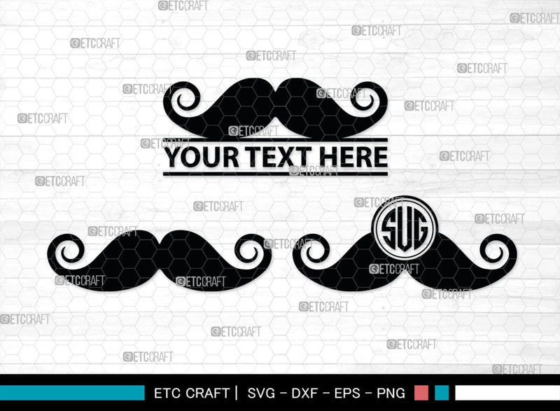 Mustache Monogram, Mustache Silhouette, Mustache SVG, Mustache Hipster ...