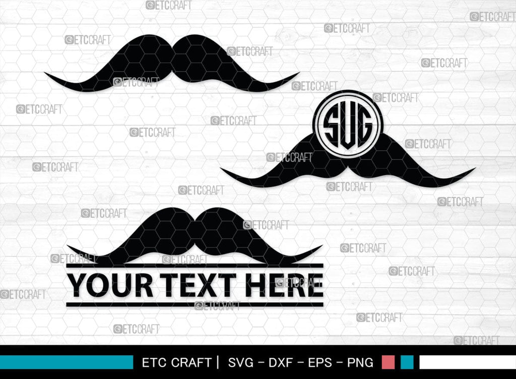 Mustache Monogram, Mustache Silhouette, Mustache SVG, Mustache Hipster ...