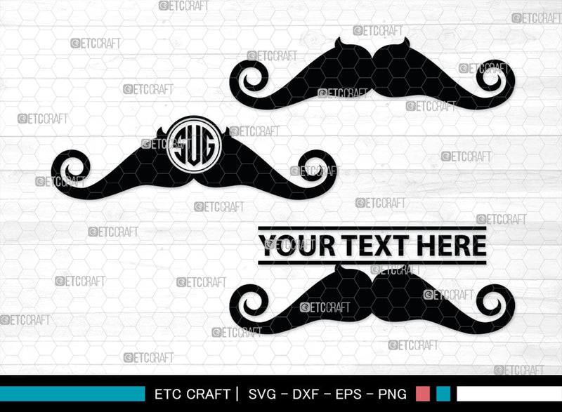 Mustache Monogram, Mustache Silhouette, Mustache SVG, Mustache Hipster ...
