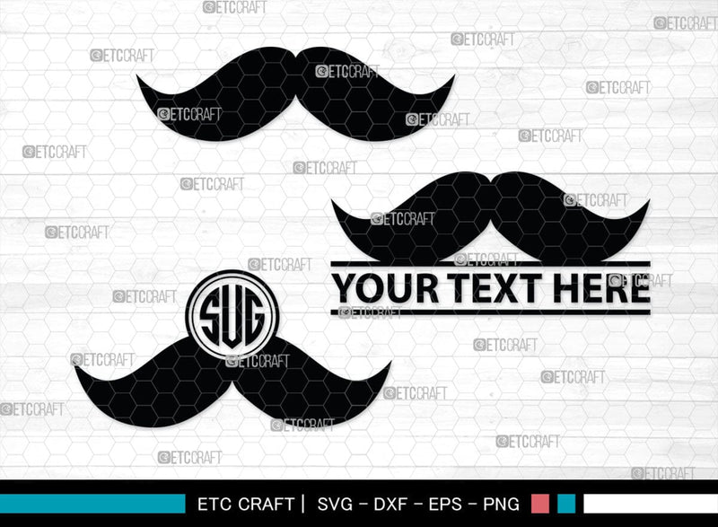 Mustache Monogram, Mustache Silhouette, Mustache SVG, Mustache Hipster ...