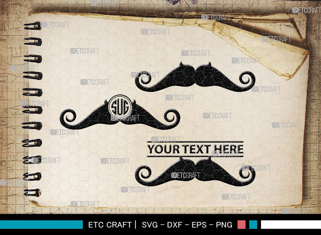 Mustache Monogram, Mustache Silhouette, Mustache SVG, Mustache Hipster ...