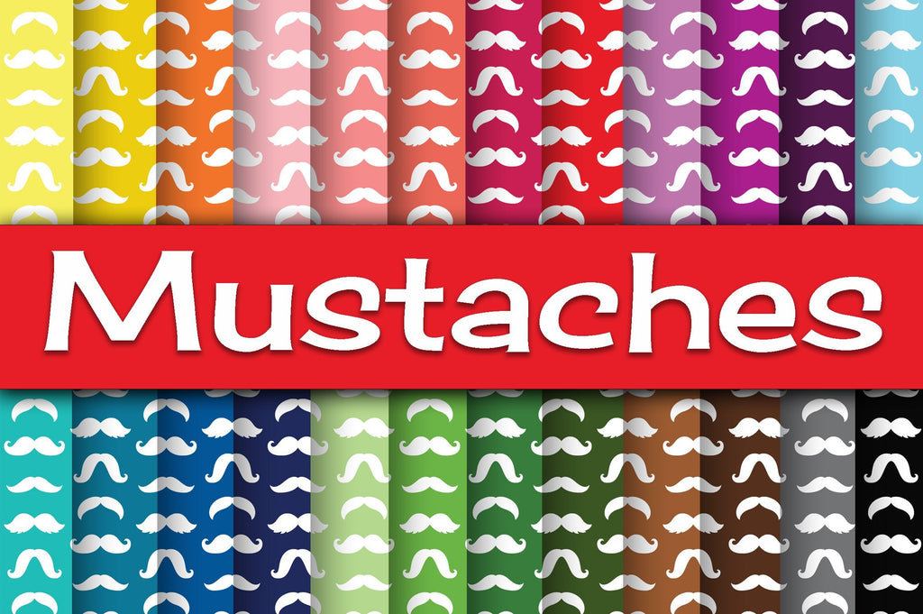 Mustaches Digital Paper - So Fontsy