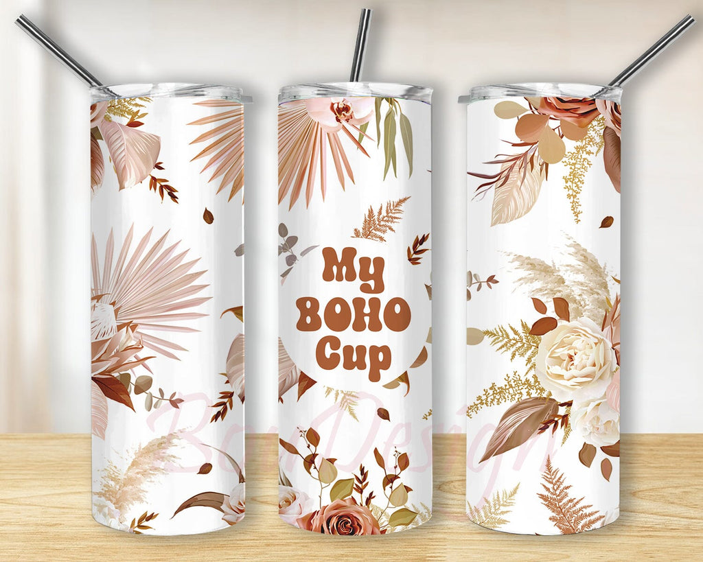 My Boho Cup 20oz Tumbler Png, Boho Floral Tumbler Wrap, Bohemian ...