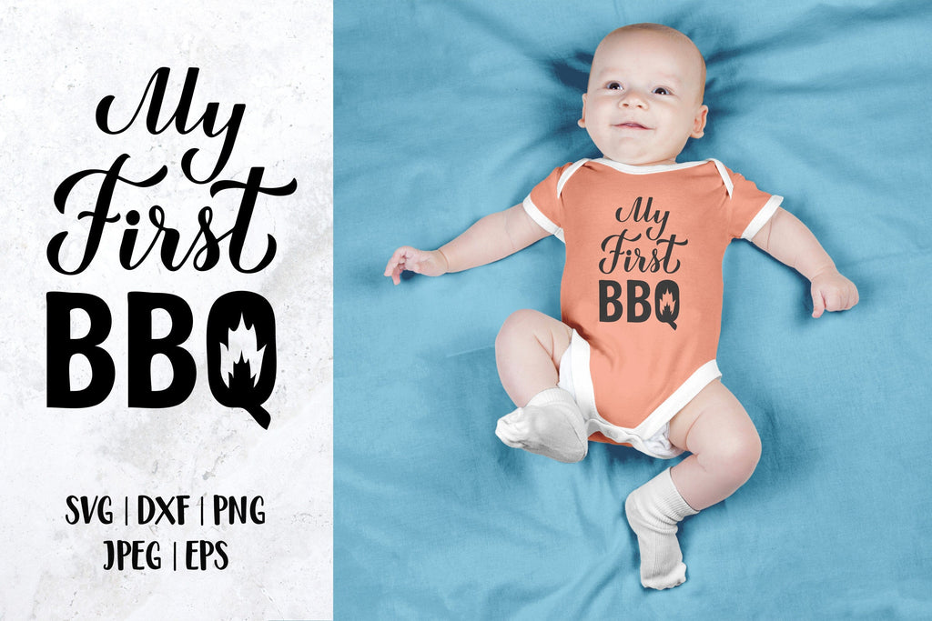 My First BBQ SVG. Baby 1st barbeque. Grill quote design - So Fontsy