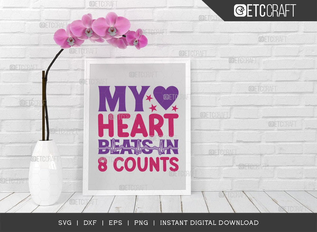 My Heart Beats In 8 Counts SVG Cut File, Cheerleading Svg, Cheer Svg ...