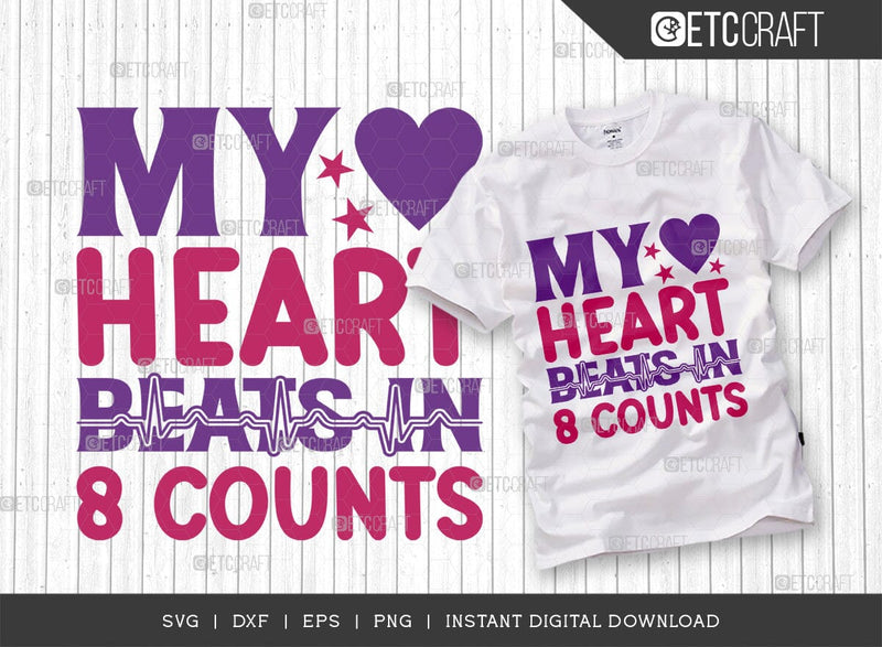 My Heart Beats In 8 Counts SVG Cut File, Cheerleading Svg, Cheer Svg ...