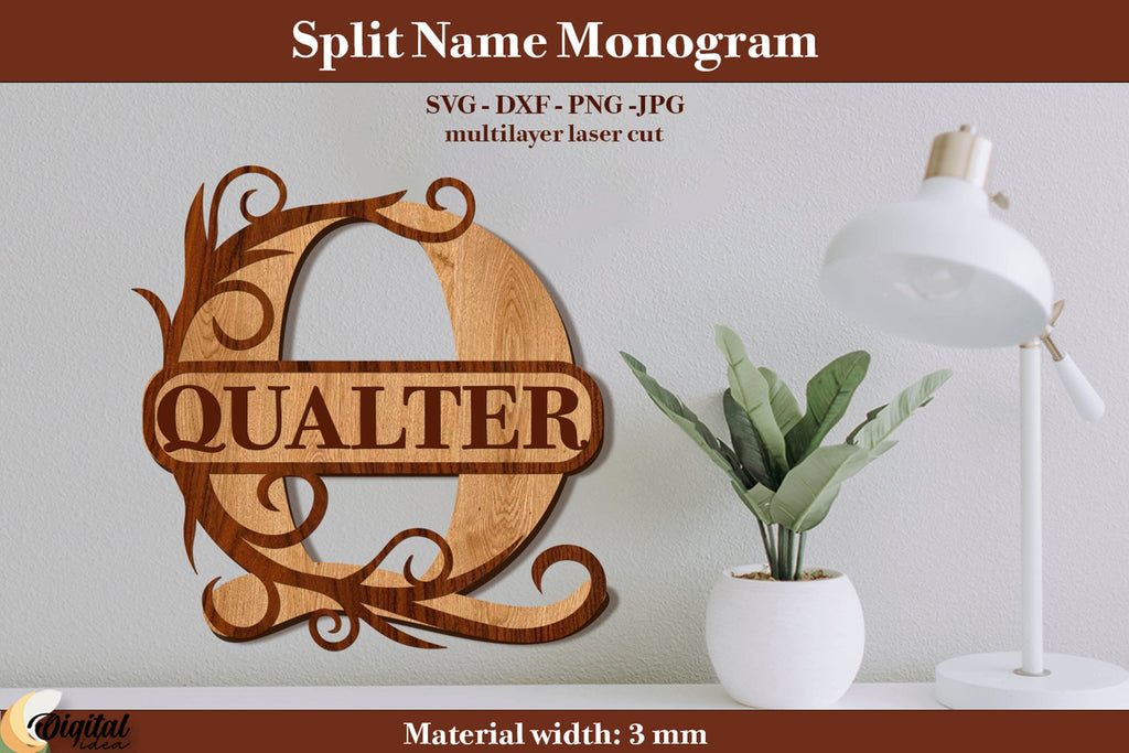 Name Sign. Split Name Monogram Laser Cut. Name Sign Laser Cut - So Fontsy