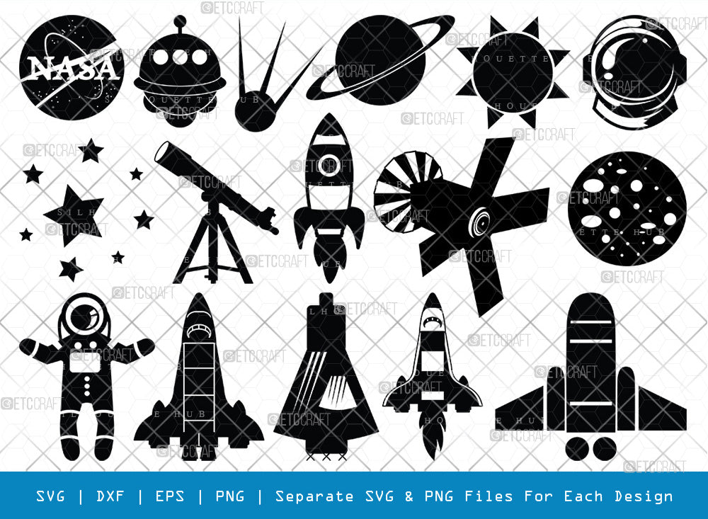 NASA SVG Cut Files, Nasa Silhouette, Space Svg, Astronaut Svg, Rocket ...
