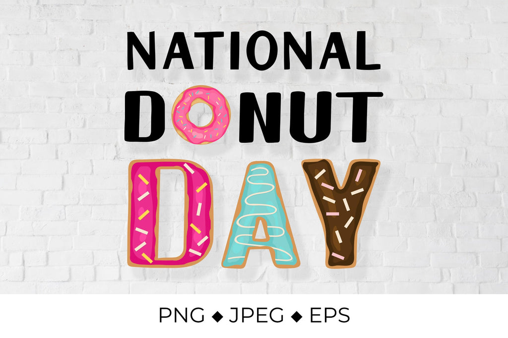 National Donut Day calligraphy and doughnuts - So Fontsy