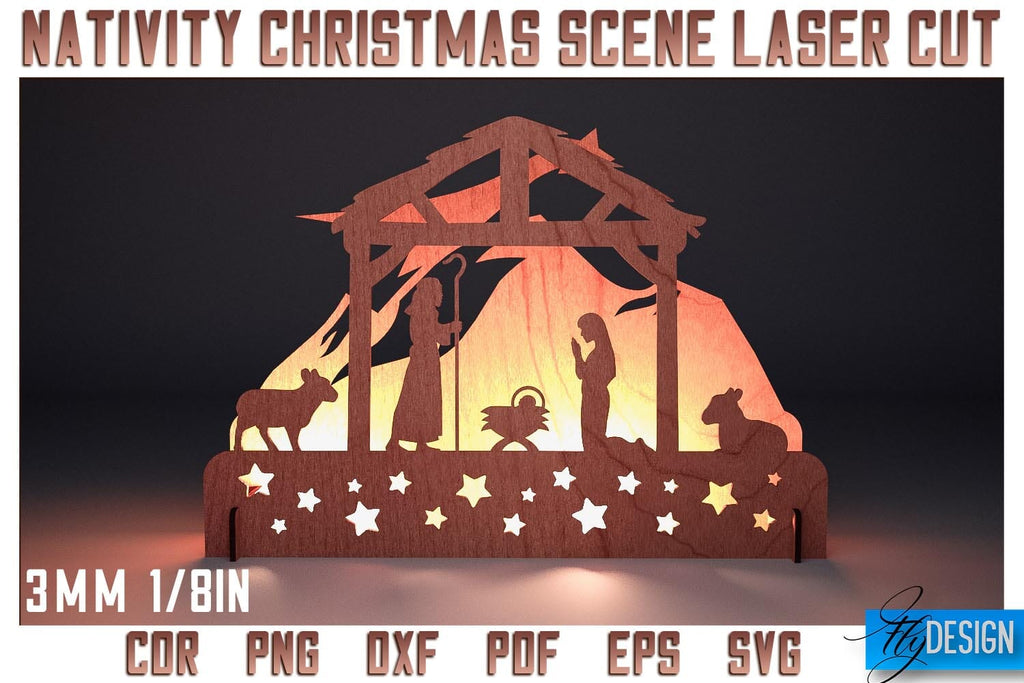 Nativity Christmas Scene Laser Cut SVG | Christmas Laser Cut SVG Design ...