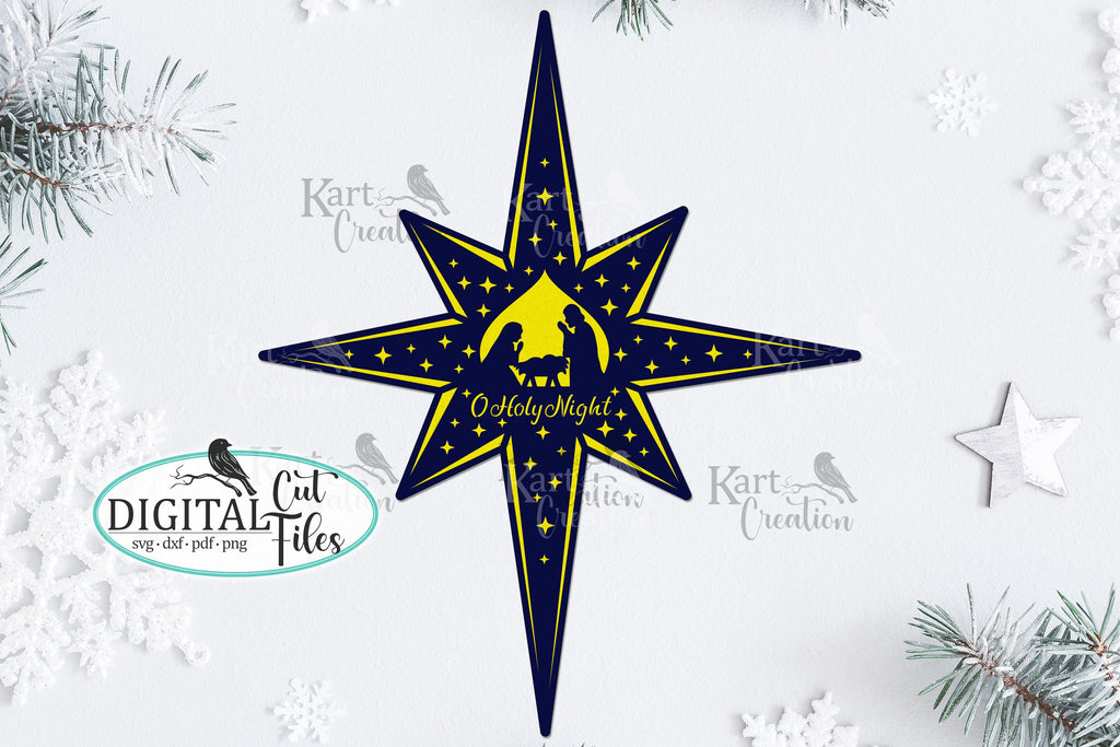 Nativity Christmas star svg laser Cricut cut - So Fontsy