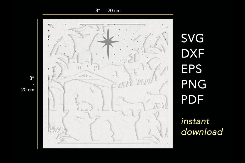 Nativity Light Box Svg | Christmas Shadow Box - So Fontsy