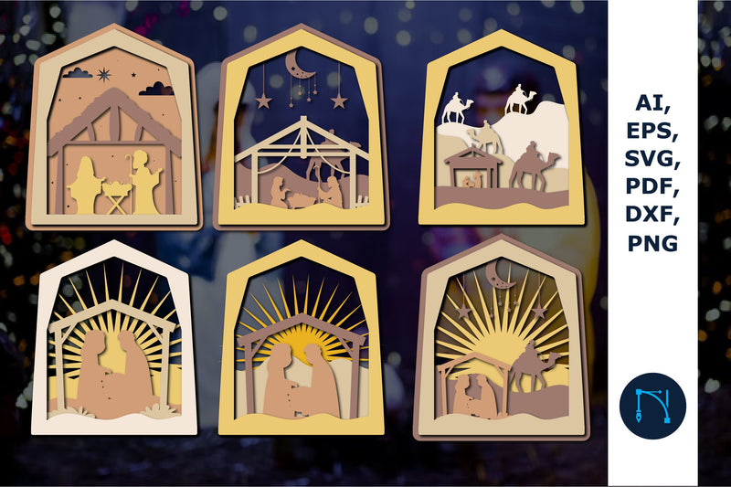 Nativity Scene Laser Cut SVG Bundle - So Fontsy