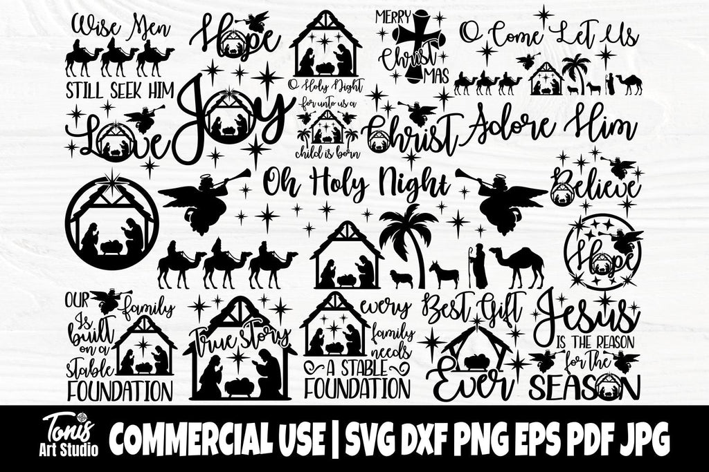 Nativity SVG Bundle, Christmas Scene Svg Cut Files - So Fontsy