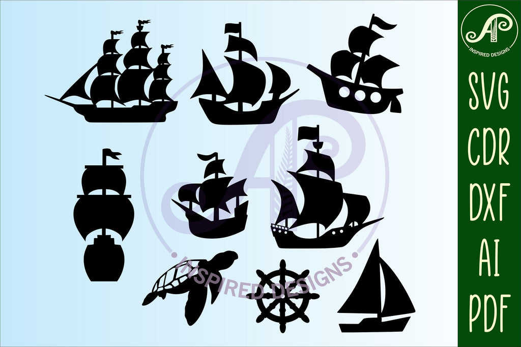 Nautical designs. 26 laser cut shapes SVG vector files - So Fontsy