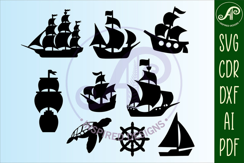 Nautical designs. 26 laser cut shapes SVG vector files - So Fontsy