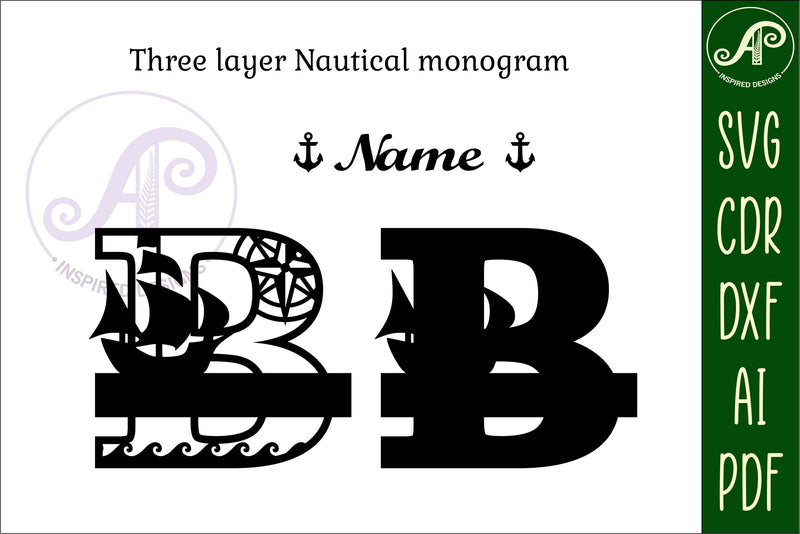 Nautical Monogram Letter B SVG Cut File Graphic - So Fontsy