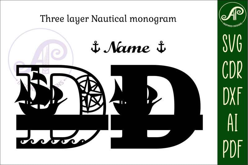 Nautical Monogram Letter D SVG Cut File Graphic - So Fontsy