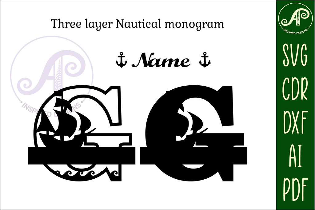 Nautical Monogram Letter G SVG Cut File Graphic - So Fontsy
