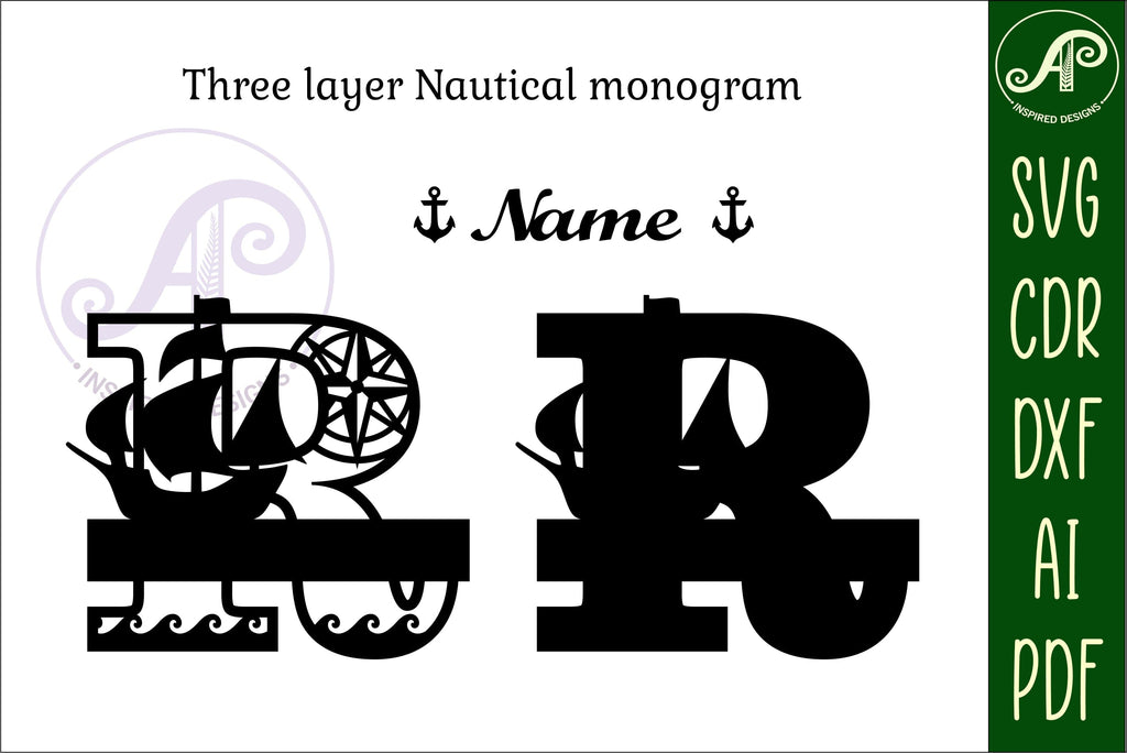 Nautical Monogram Letter R SVG Cut File Graphic - So Fontsy