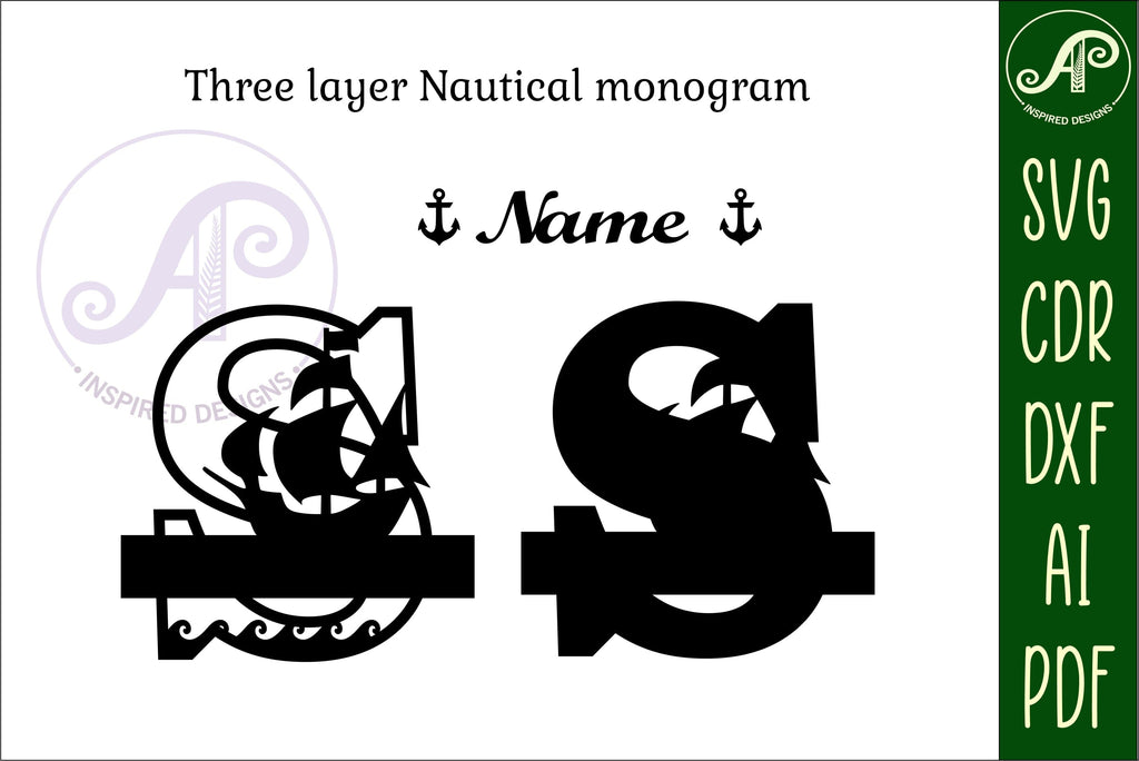 Nautical Monogram Letter S SVG Cut File Graphic - So Fontsy