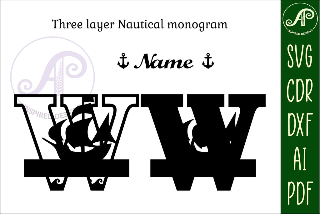 Nautical Monogram Letter W SVG Cut File Graphic - So Fontsy