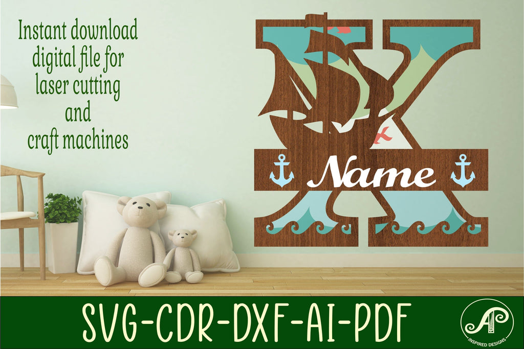 Nautical Monogram Letter X SVG Cut File Graphic - So Fontsy