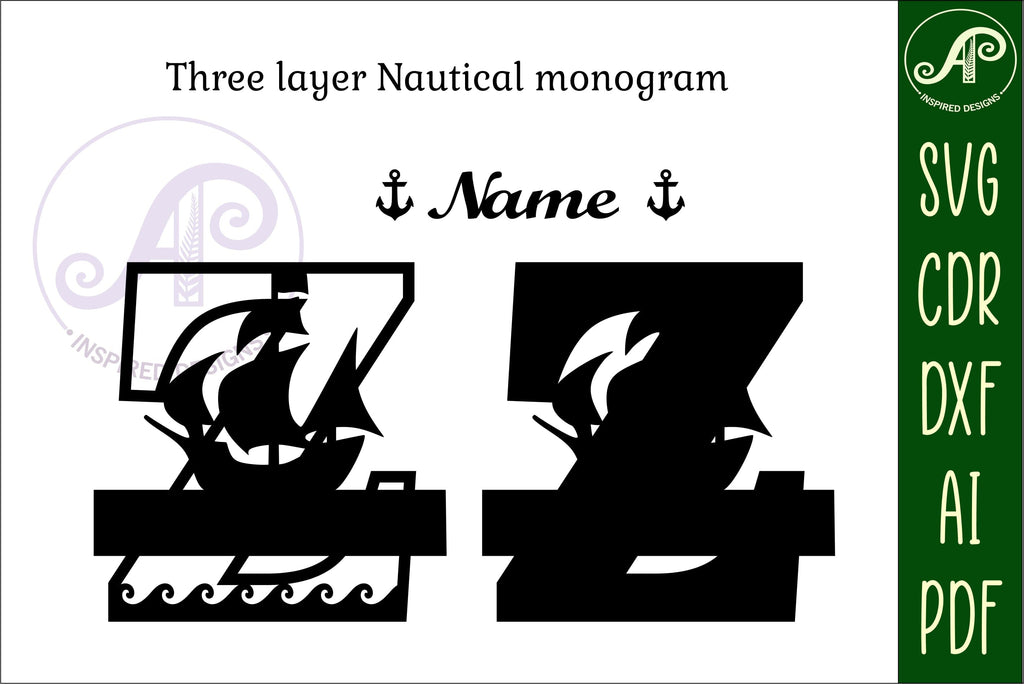 Nautical Monogram Letter Z SVG Cut File Graphic - So Fontsy