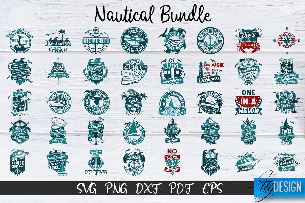 Nautical SVG Bundle | Summer Quotes SVG | Anchor SVG | Beach - So Fontsy
