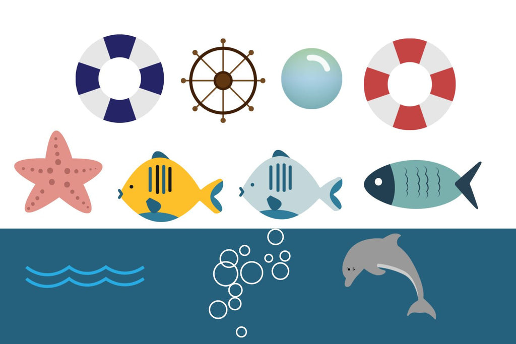 Nautical Vehicles At Sea Clipart Set - So Fontsy