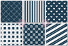 Navy Blue and White Valentines Digital Papers Backgrounds Set - So Fontsy